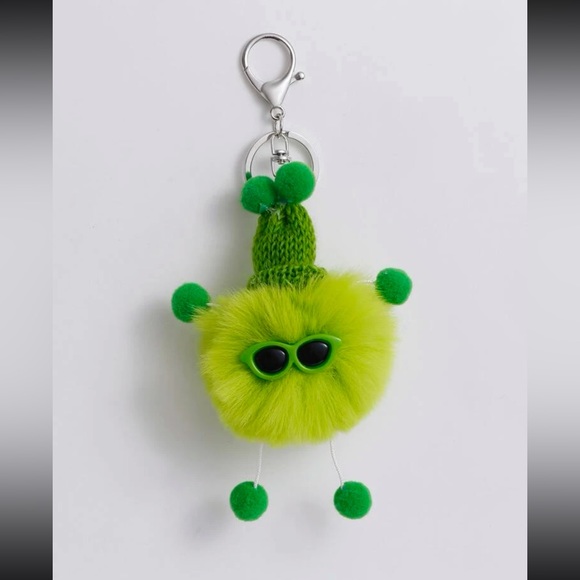 Kathrono | Accessories | Adorable Neon Cool Fuzzy Fluffy Pom Pom Dangly Creature Keychain | Poshmark